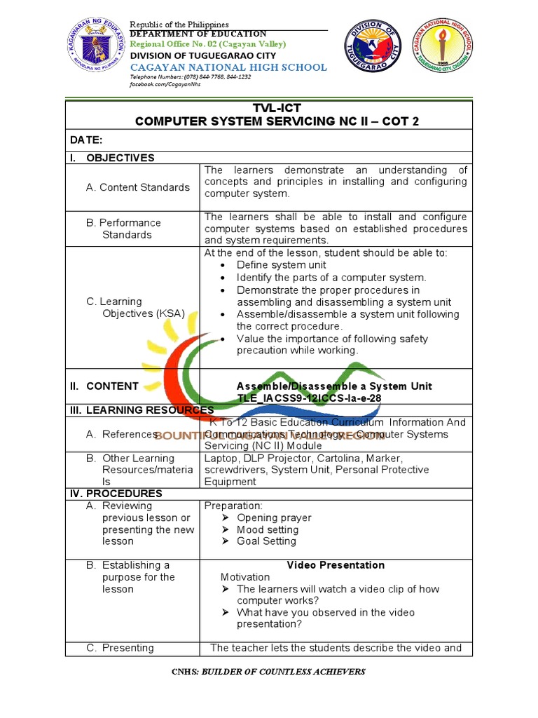 Tvl-Ict Computer System Servicing NC Ii - Cot 2: Cagayan National High ...