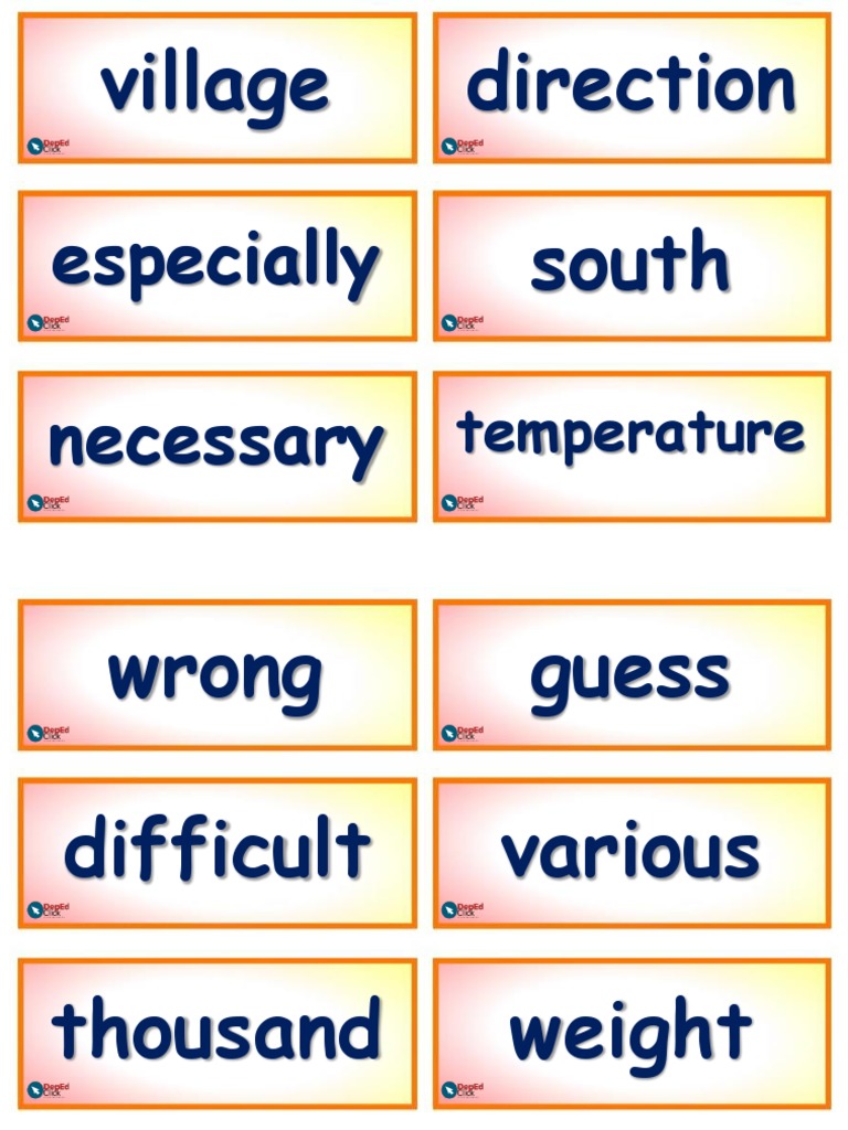 Reading Flashcard For Grade 6