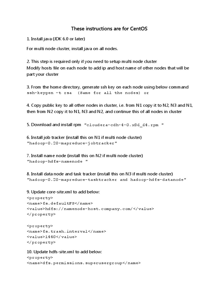CentOS Hadoop Cluster Setup Guide | PDF | Apache Hadoop | System Software