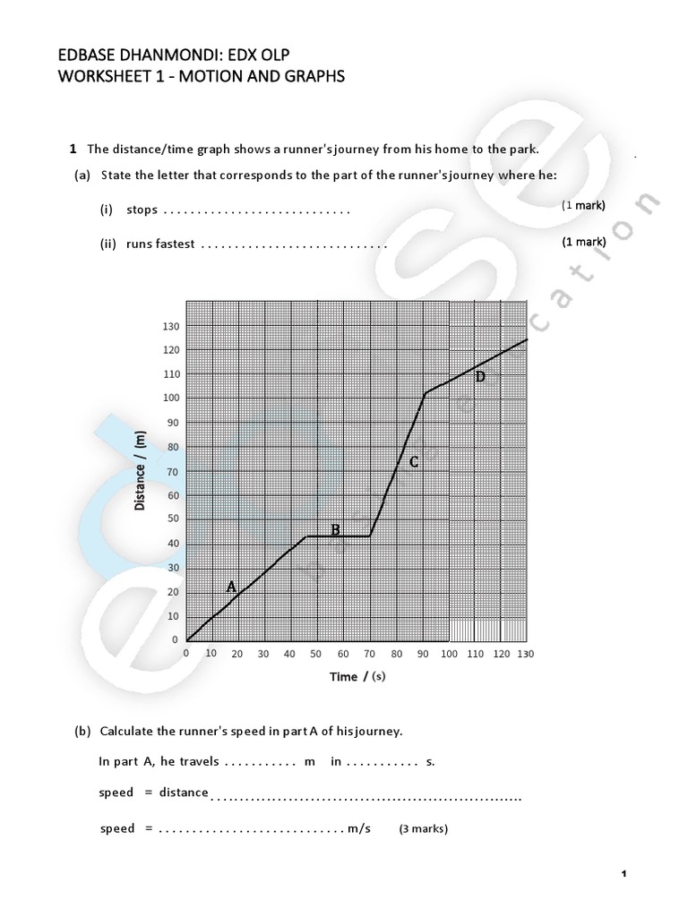 Olp WS - 1 Motion and Graphs | PDF | Velocity | Acceleration