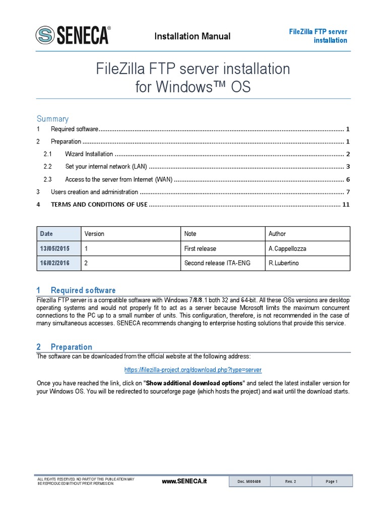 Filezilla FTP Server Installation For Windows™ Os | PDF | File Transfer Protocol | Ip Address