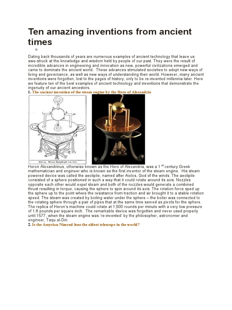 Ten Amazing Inventions From Ancient Times | PDF | Concrete | Applied ...