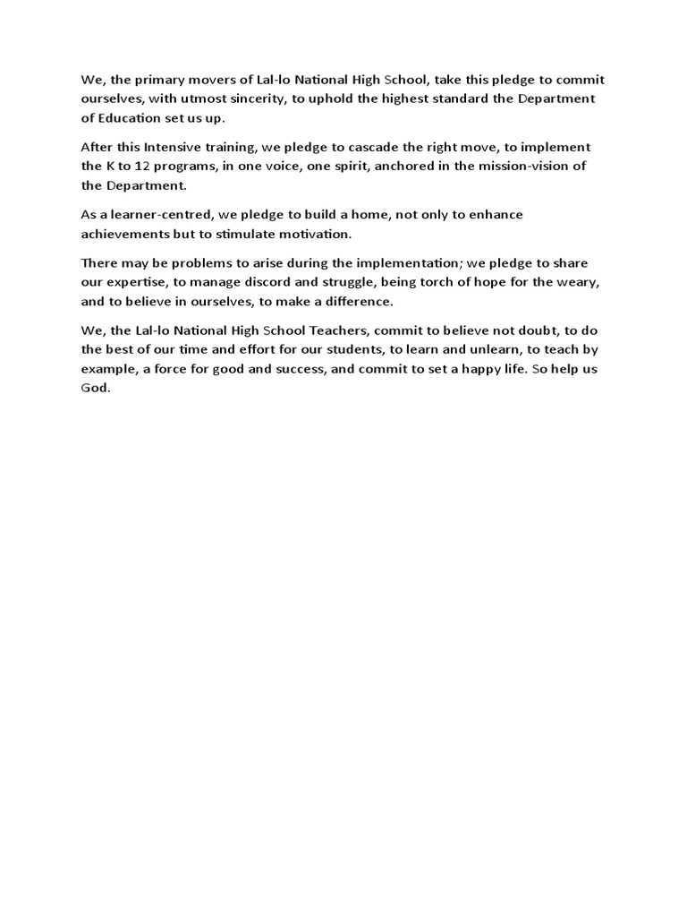 Commitment Pledge | PDF