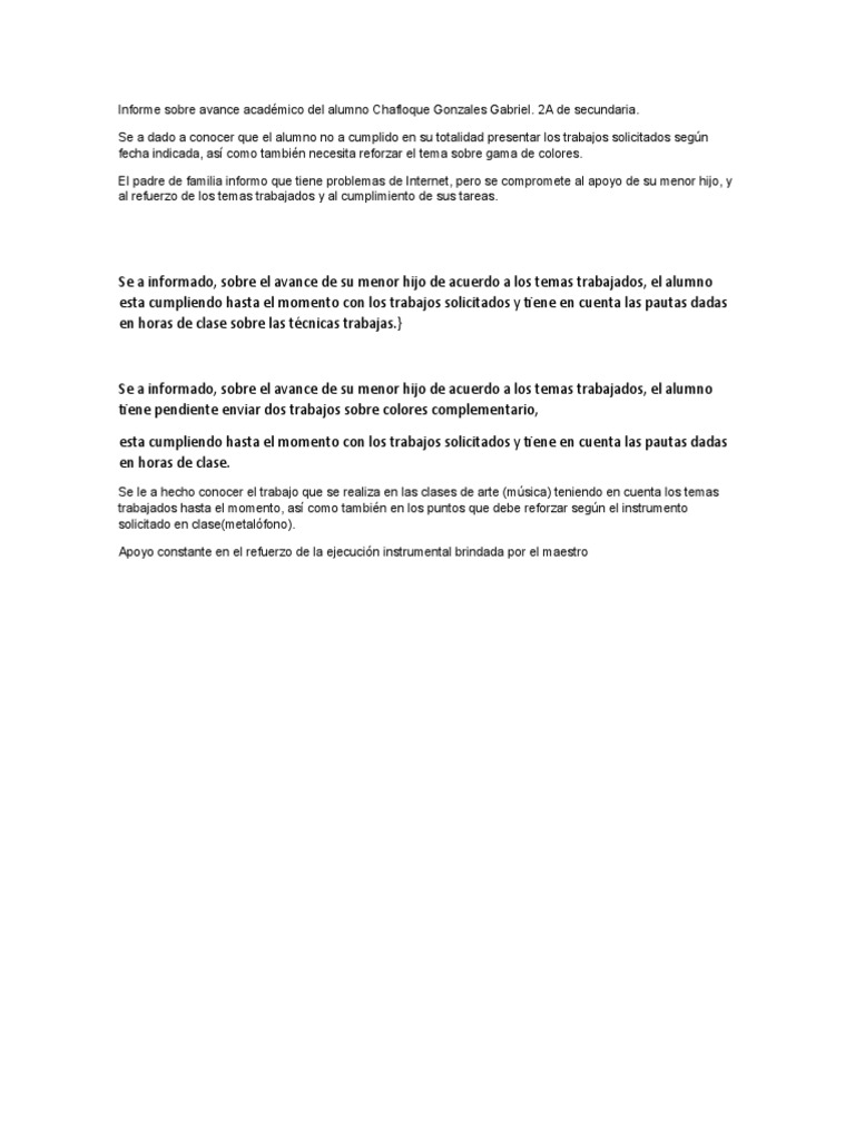 Informe Académico: Gabriel Chafloque | PDF