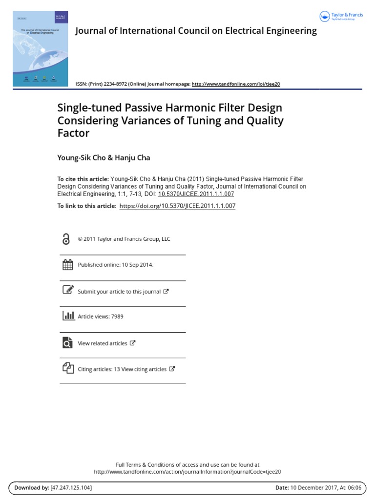 Single Tuned Passive Harmonic Filter Design Considering Variances of ...