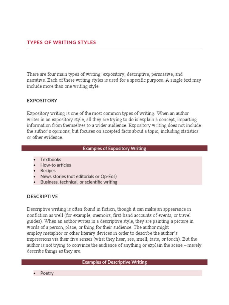 Types of Writing Styles | PDF | Narrative | Narration