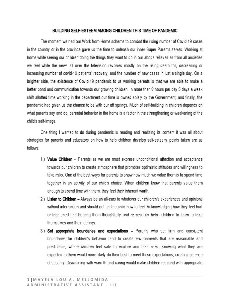 Working Parents Building Children - REVISED | PDF | Self Esteem | Behavior Modification