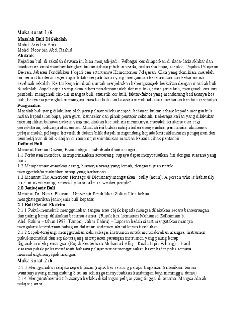 Buli Di Sekolah | PDF