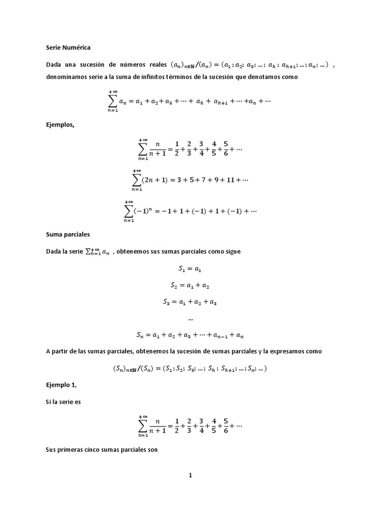 Análisis de Series Numéricas y Convergencia | PDF | Series (Matemáticas ...