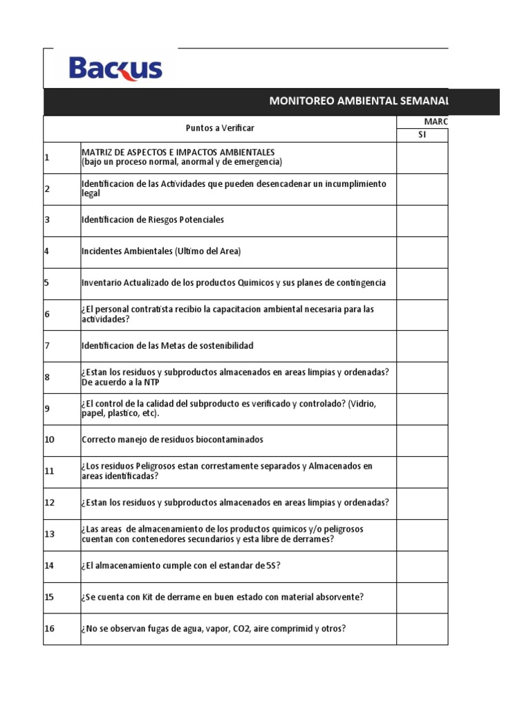Check List MEDIO AMBIENTE | PDF