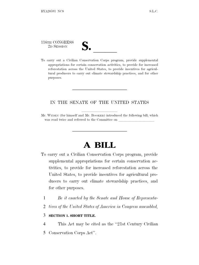 21st Century Civilian Conservation Corps Act of 2020 Bill Text | PDF ...