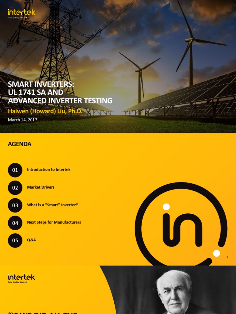 Smart Inverters: Ul 1741 Sa and Advanced Inverter Testing: Haiwen ...
