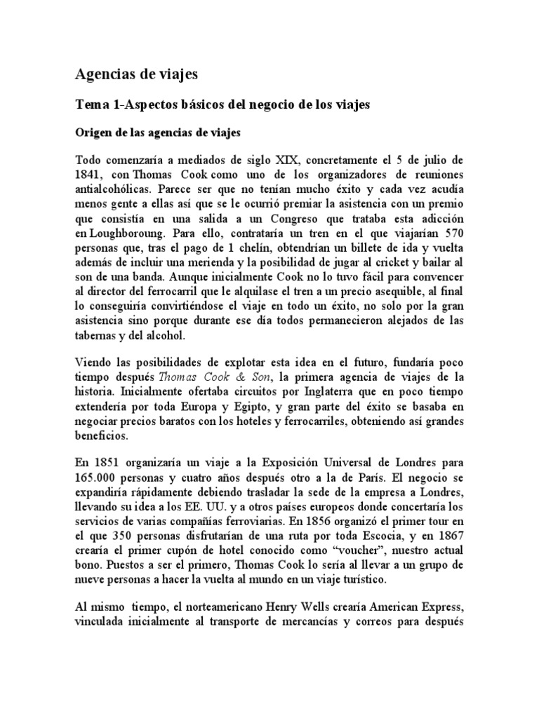 Características de Agencias de Viajes | PDF | Agencia de viajes | Hotel