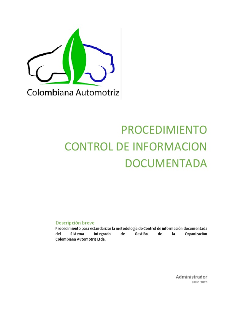 Procedimiento de Control de Informacion Documentada 5 PDF | PDF ...
