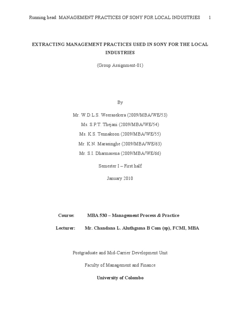 Sony's Management Practices for Local Industries | PDF | Leadership | Sony