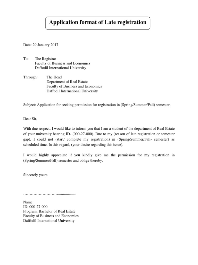 Late Registration Application Request | PDF