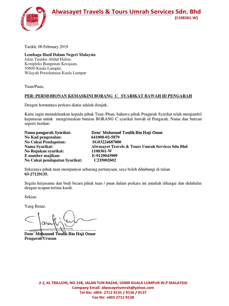 Surat LHDN Dari Pengarah | PDF