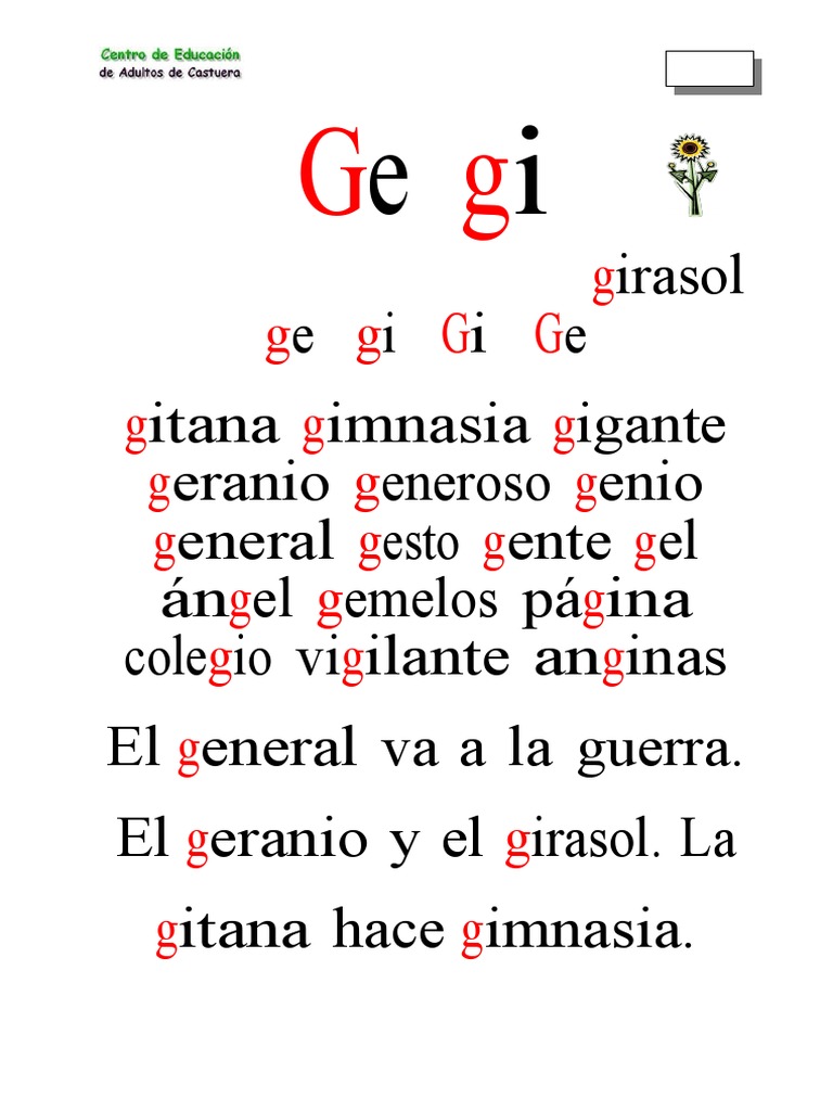 Metodo de Lectoescritura Letra Ge Gi | PDF | Plantas de jardín