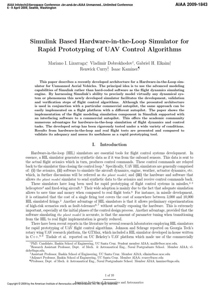 Simulink Based Hardware in The Loop Simu PDF | PDF | Unmanned Aerial Vehicle | Simulation