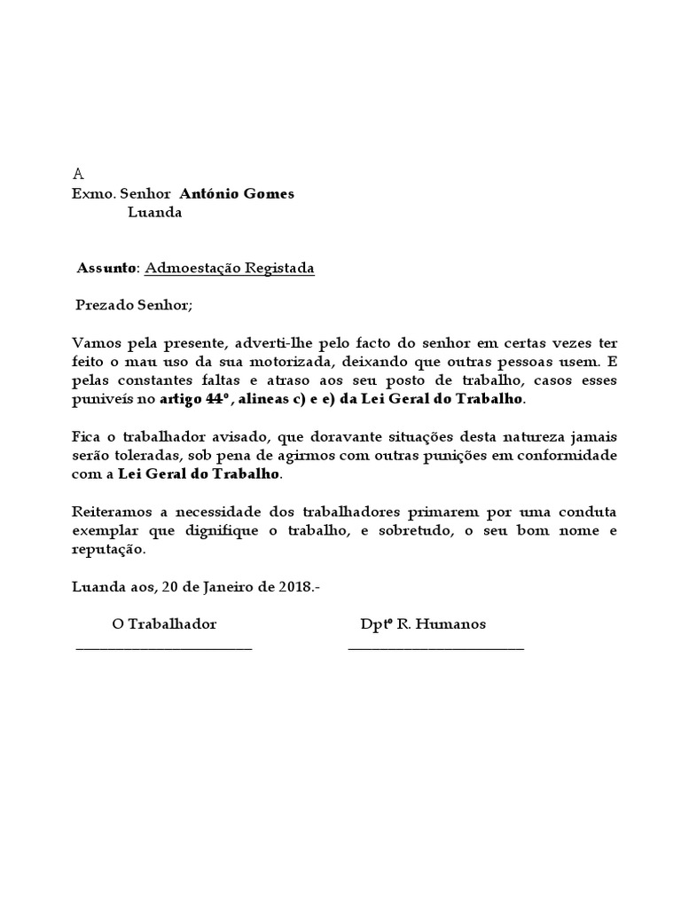 Modelo de Advertencia PDF | PDF