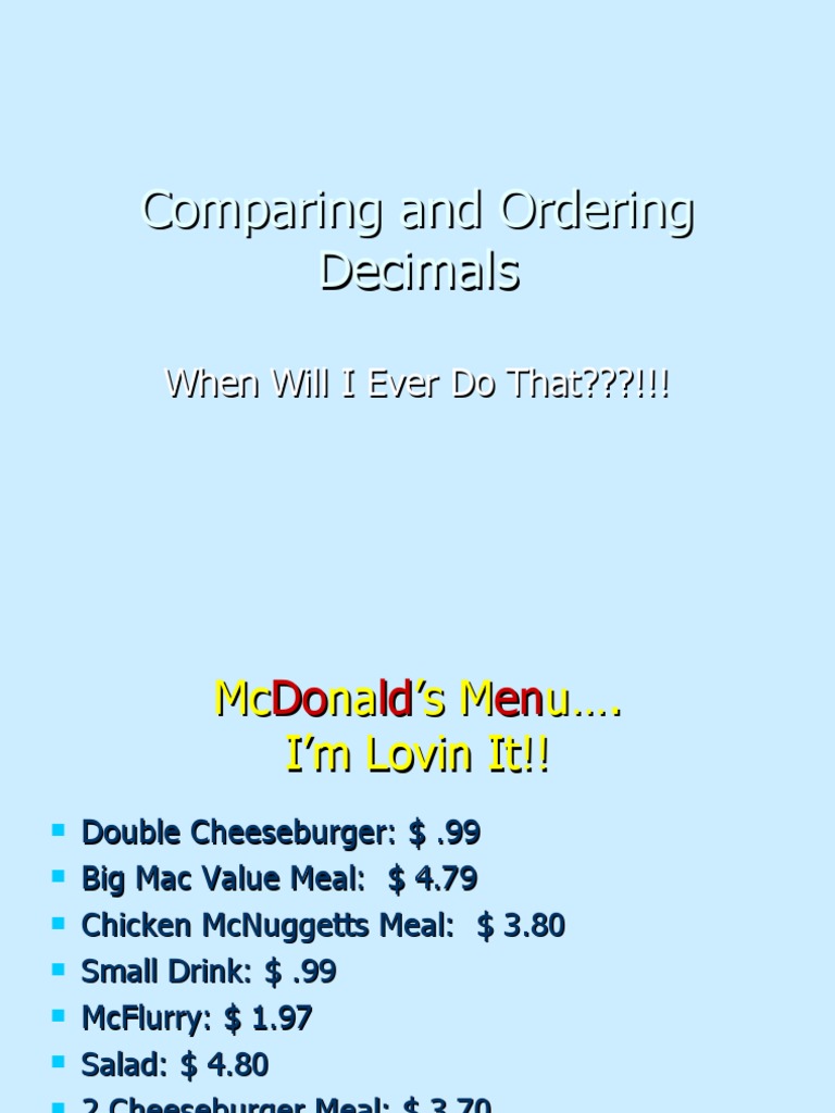 Comparing and Ordering Decimals Power Point | PDF | Numbers | Decimal
