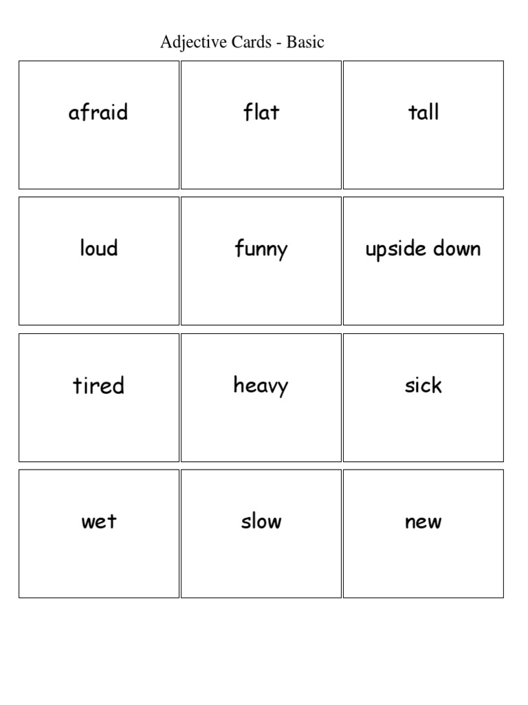 Adjective Cards Basic 1 PDF | PDF