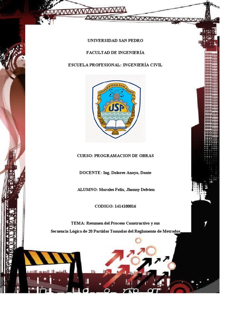 Resumen Del Proceso Constructivo y Su Secuencia Lógica de 20 Partidas Tomadas Del Reglamento de ...