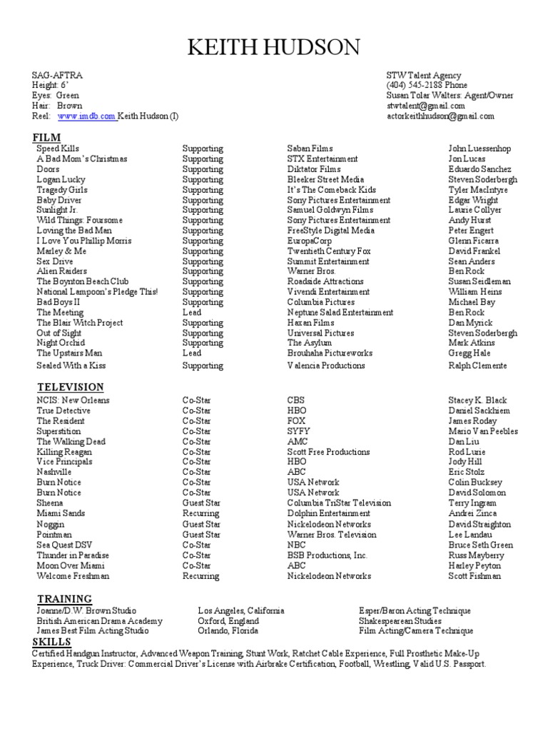 Keith Hudson Resume 2019 | PDF | Entertainment | Television