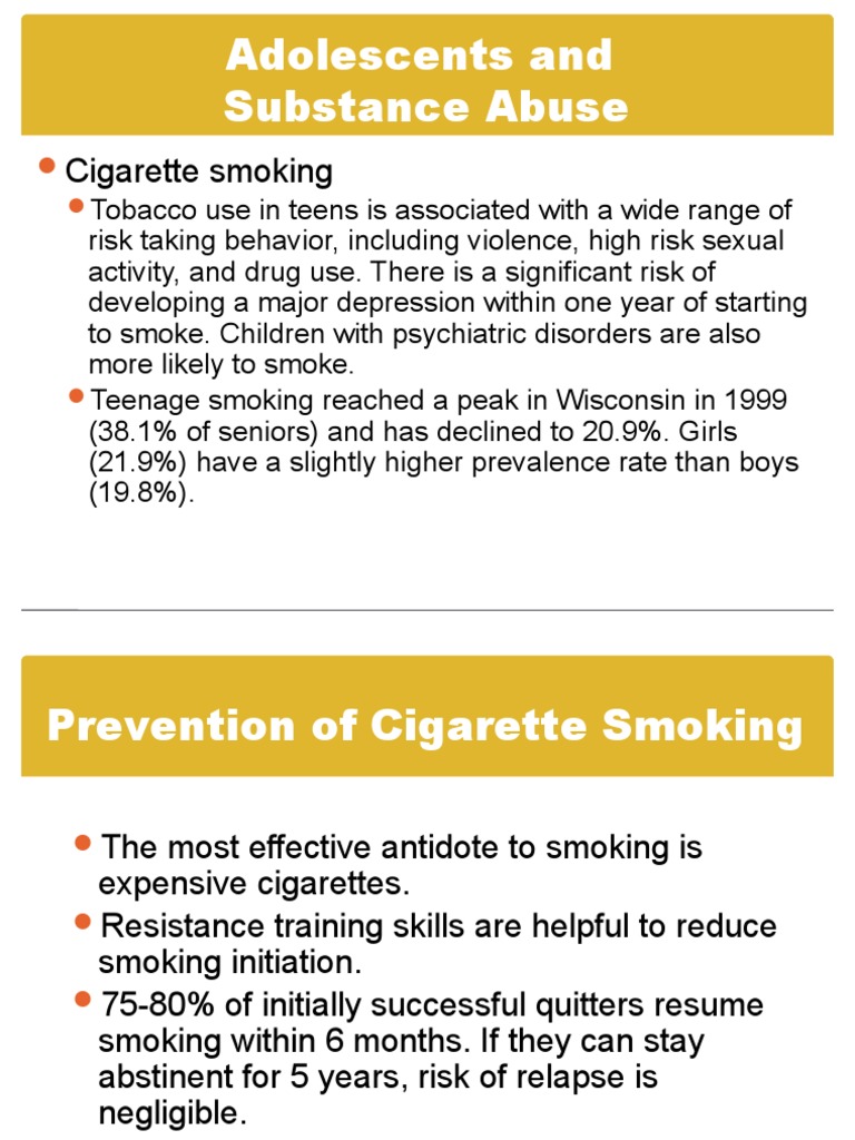 Adolescents and Substance Abuse: Cigarette Smoking | PDF | Substance ...