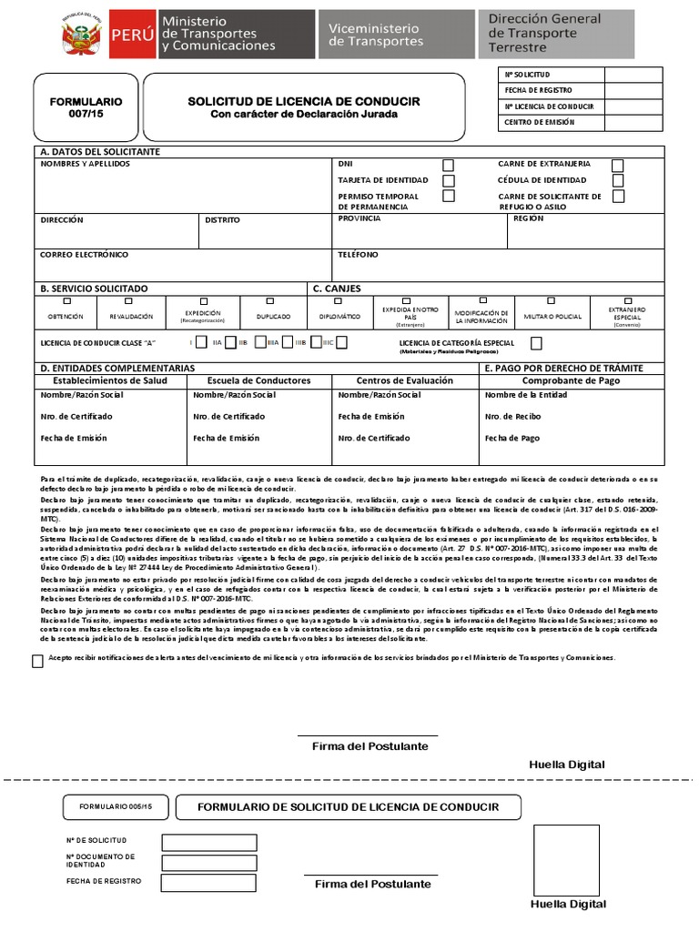 Formato para Llenar | PDF | Licencia de conducir | Instituciones sociales
