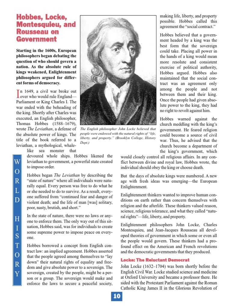 APWH Unit 4 CRF - Hobbes Locke Montesquieu and Rousseau On Govt PDF ...