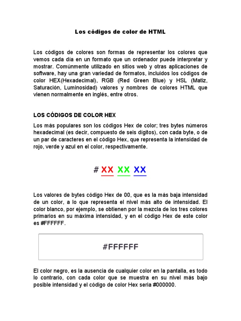 Codigos de Color de HTML PDF | PDF | Modelo de color Rgb | Color