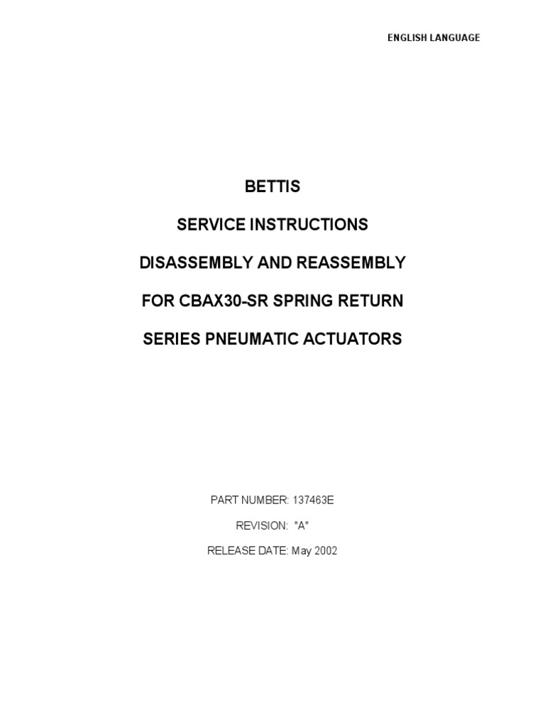 Bettis CBA 300 Series Service Manual | PDF | Piston | Bearing (Mechanical)