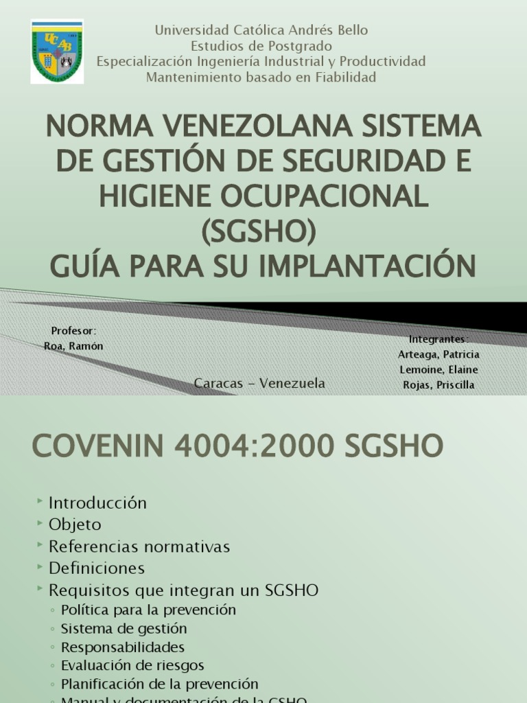 Guía SGSHO Venezuela: Implantación | PDF | Evaluación | Diseño