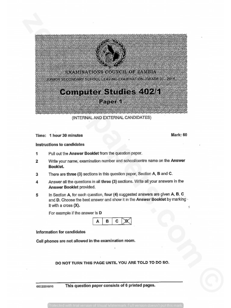 g9 Computer Studies p1 2015 | PDF
