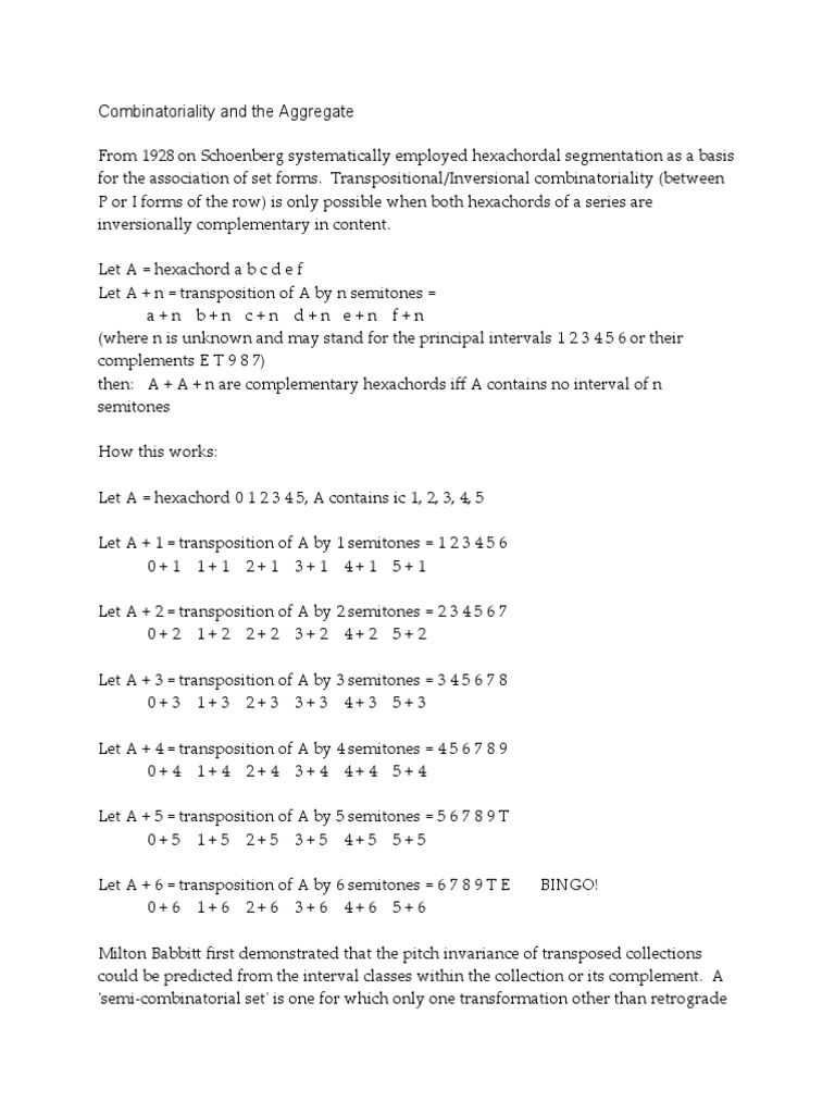 Combinatoriality and The Aggregate | PDF | Musical Compositions ...
