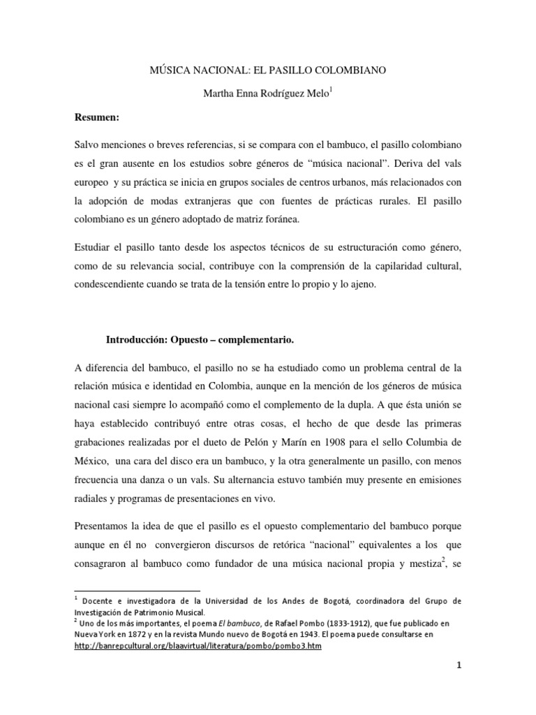 El Pasillo Colombiano: Música y Cultura | PDF | Valses | Bailes
