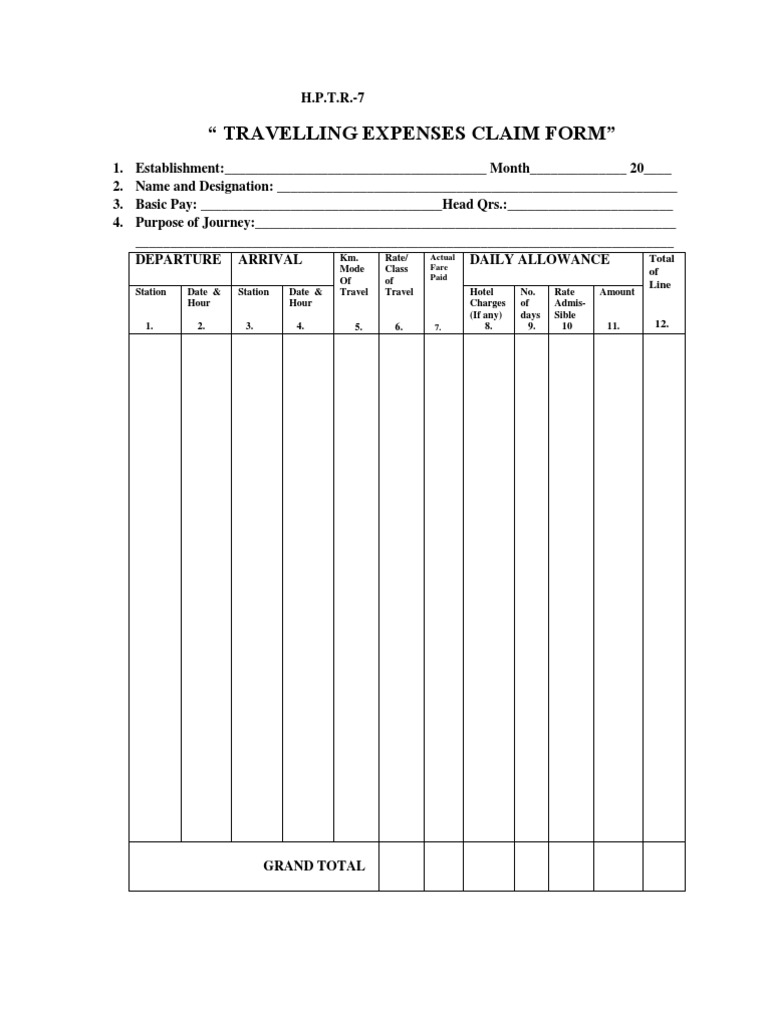 HP Government TA Bill Claim Form | PDF | Service Industries | Services ...