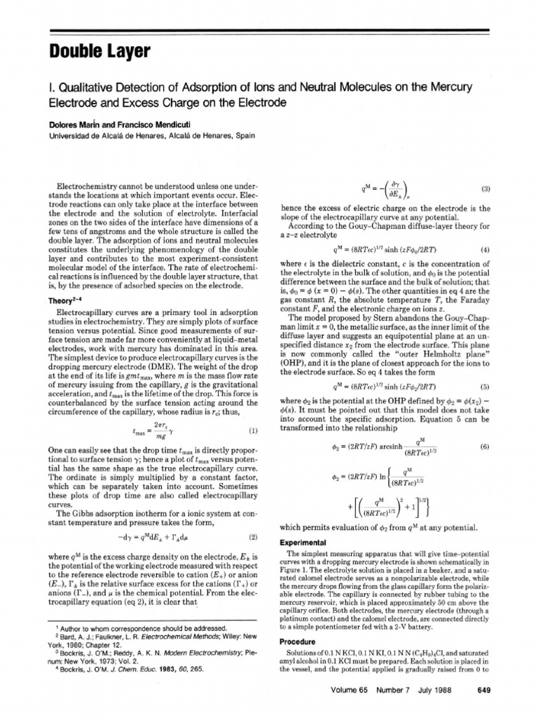 Electrocapillary Curves on Mercury Electrode | PDF | Physical Chemistry ...