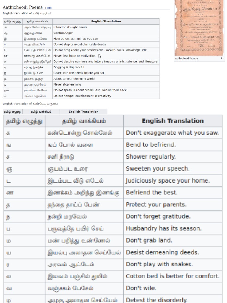 Aathichoodi by Avvaiyar | PDF