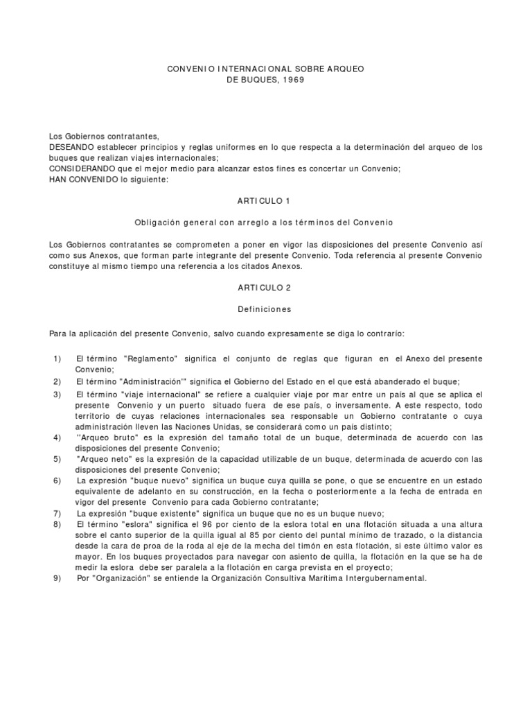 Arqueo de Buques PDF | PDF | Tratado | Naciones Unidas