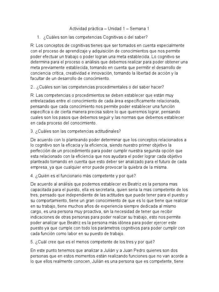 Actividad Práctica - Unidad 1 - Semana 1 | PDF | Conocimiento | Aprendizaje