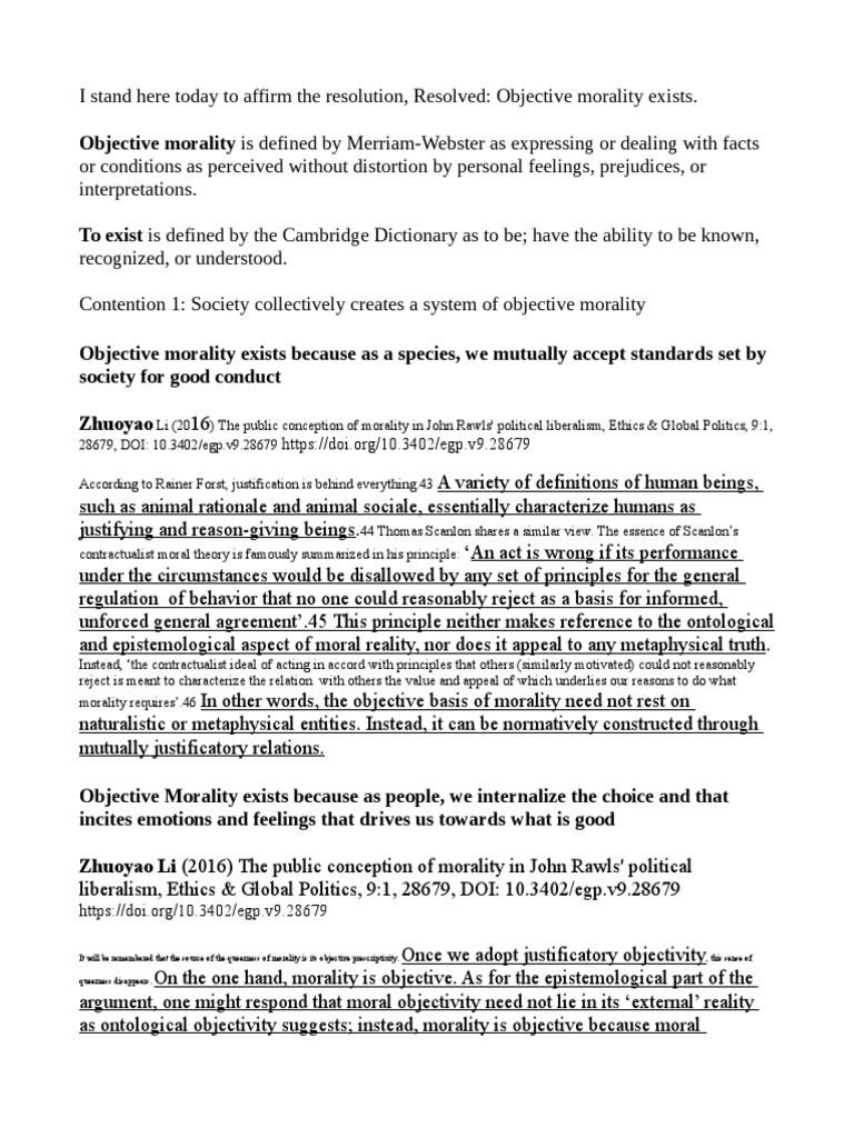 Objective Morality Exists: A Defense and Exploration of the Resolution ...