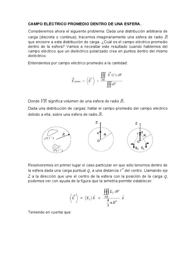 Campo Eléctrico Promedio Dentro de Una Esfera | PDF | Campo eléctrico ...