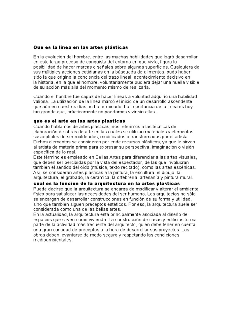 Que Es La Línea en Las Artes Plásticas | PDF | Artes plásticas | Escultura