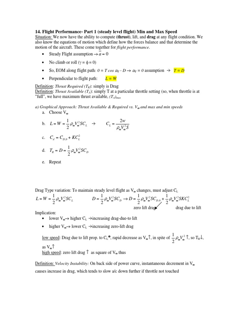 Flight Performance-Part 1 (Steady Level Flight) Min and Max Speed | PDF ...