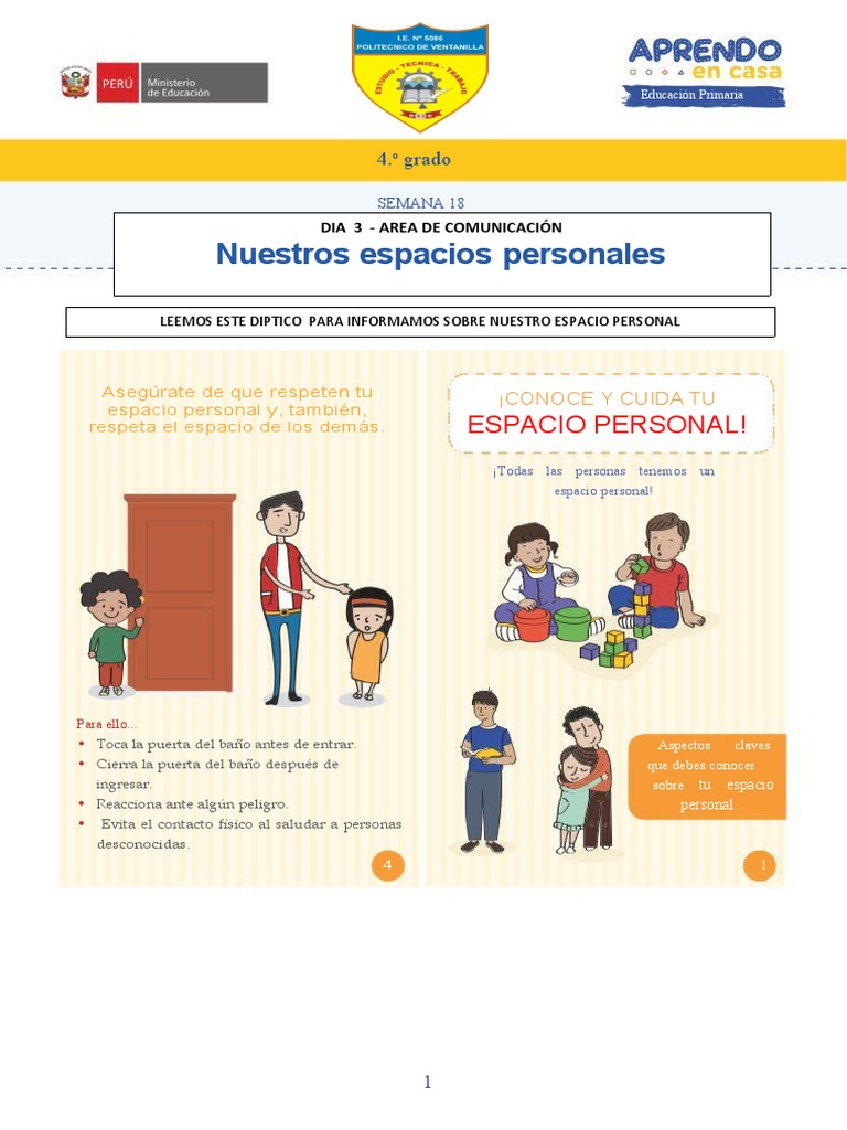 Diptico Sobre El Tema de Nuestro Espacio Personal | PDF | Educación avanzada