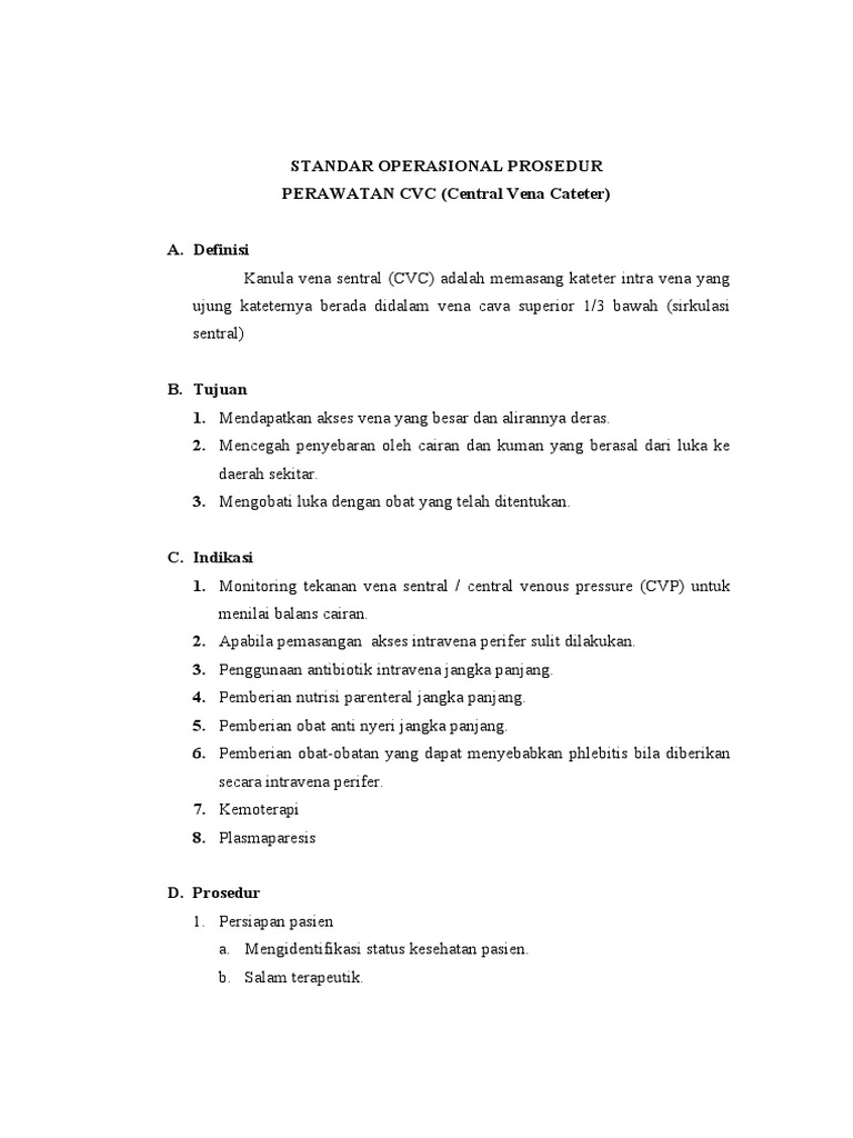 SOP Perawatan CVC | PDF