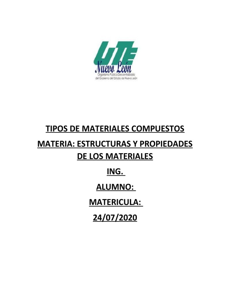 Tipos de Materiales Compuestos | PDF | Material compuesto | Materiales
