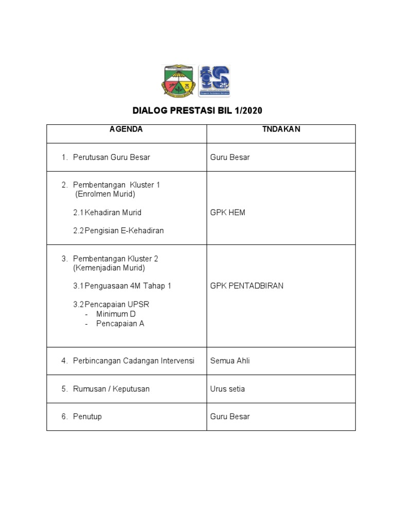 Dialog Prestasi Kehadiran Murid 2020 | PDF